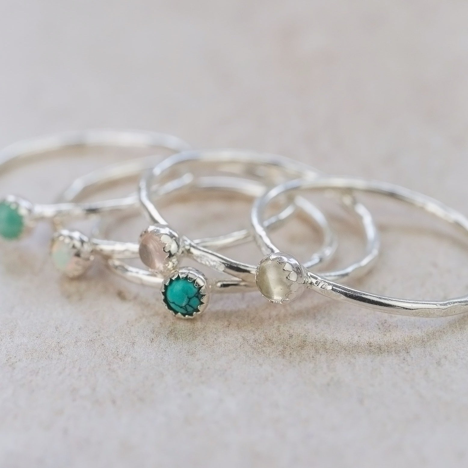 Sterling Silver Birthstone Stacking Ring – Lucy Kemp Jewellery