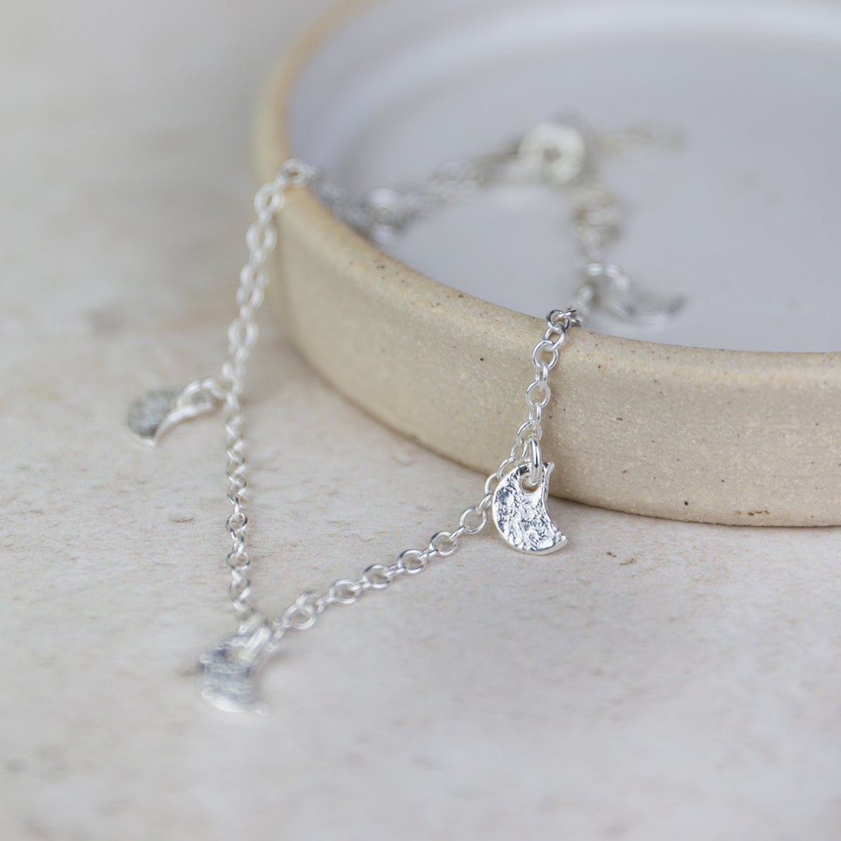 Sterling Silver Moon Charm Bracelet – Lucy Kemp Jewellery